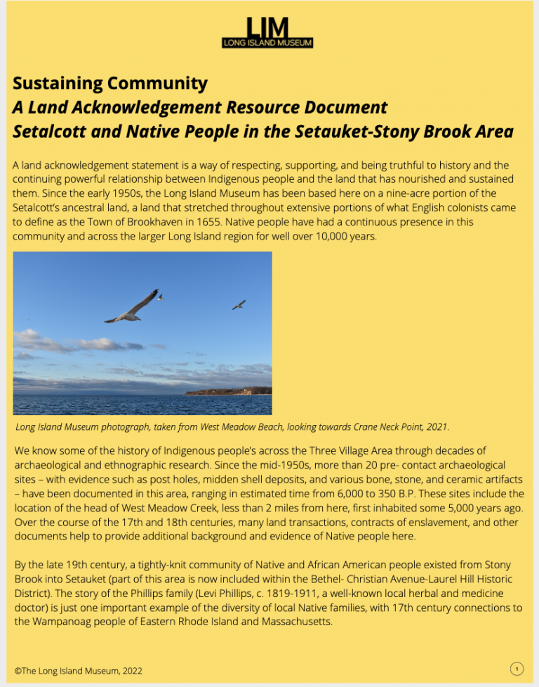 Land Acknowledgement Statement – The Long Island Museum